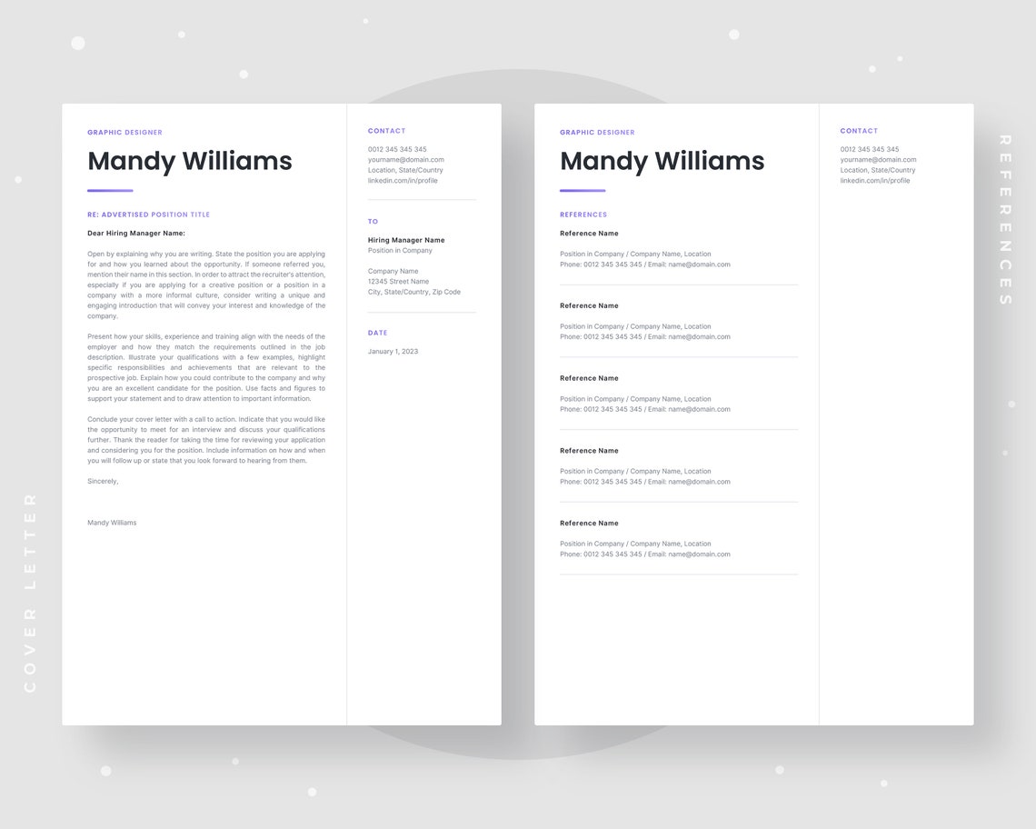 Modern Resume Template for Word. Minimalist CV Design. 1 & 2 Page ...