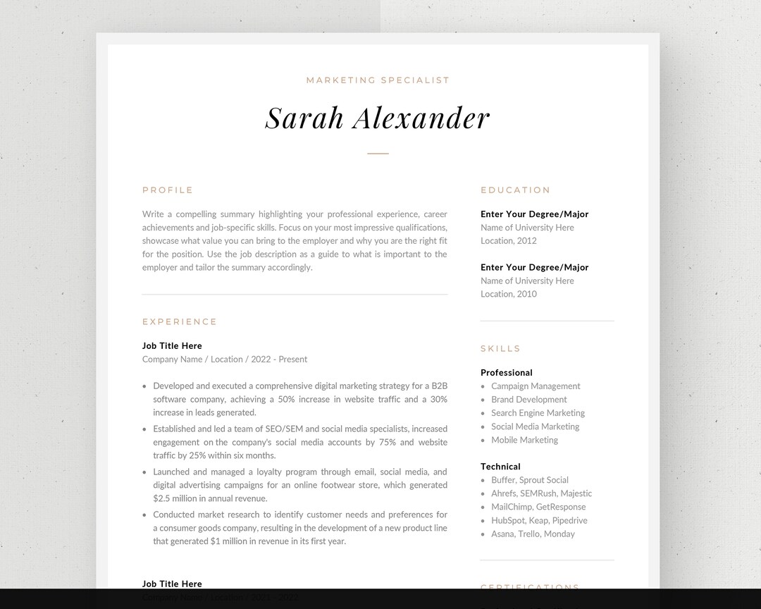 Modern Resume Template for Word | Chic CV Design | Legal, Executive ...