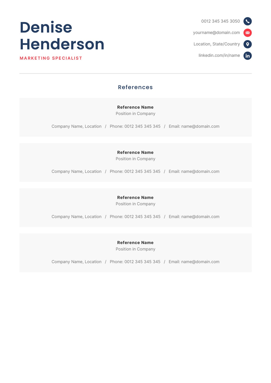 Professional Resume Template for Word & Pages. Minimalist CV Design. 1 ...