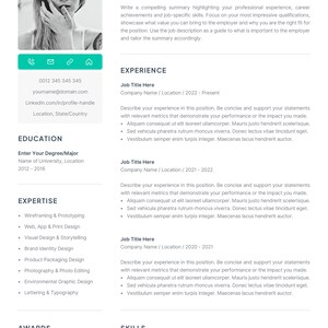 CV Template With Photo, Modern Resume Template for Word, Creative ...
