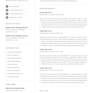 Professional Resume Template | Compact 1 Page Resume Template | Modern ...