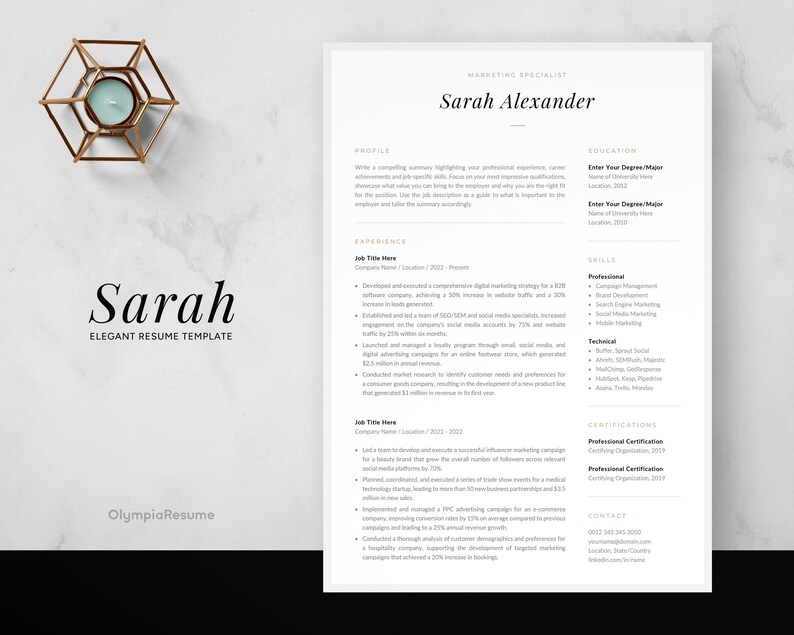 Modern Resume Template for Word Chic CV Design Legal - Etsy