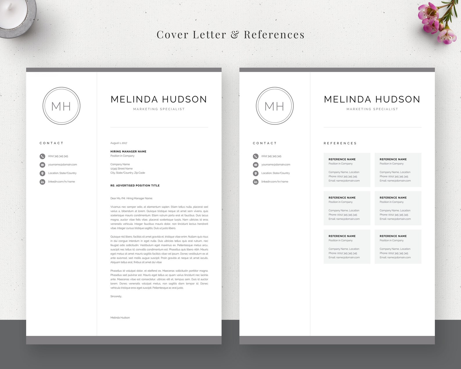 Modern Resume Template, CV Design With Initials, Creative Resume for ...