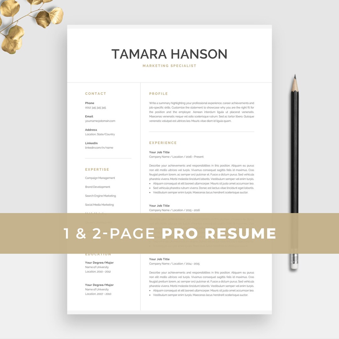 Professional Resume Template for Word & Pages | Modern Marketing Resume ...