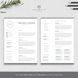 Modern Resume Template CV Design With Initials Creative - Etsy
