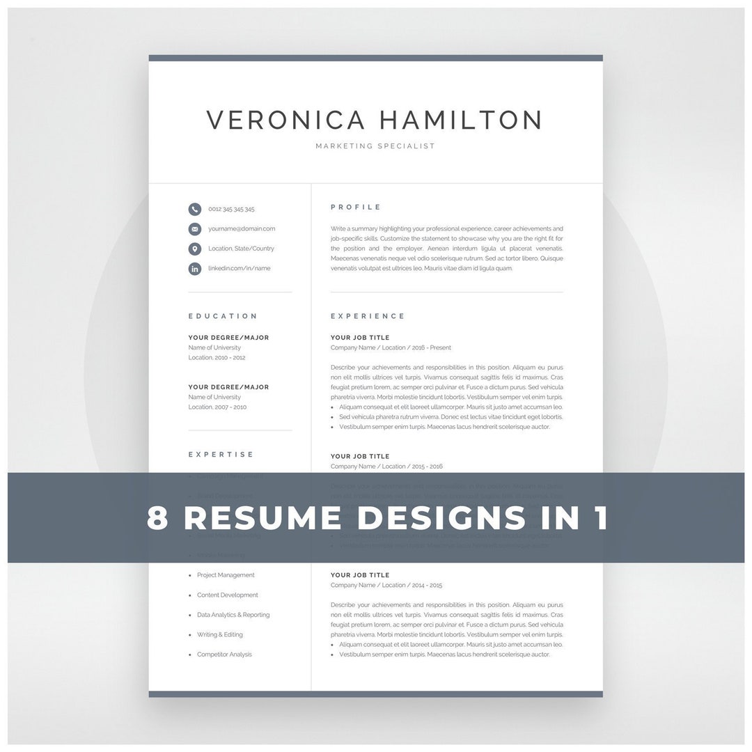 Professional Resume Template | 1 and 2 Page Resume | Modern CV Template ...