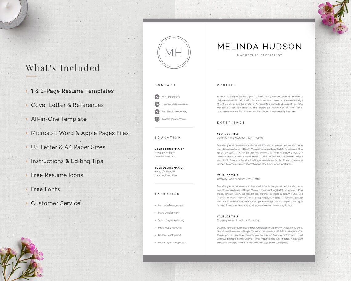 Modern Resume Template, CV Design With Initials, Creative Resume for ...