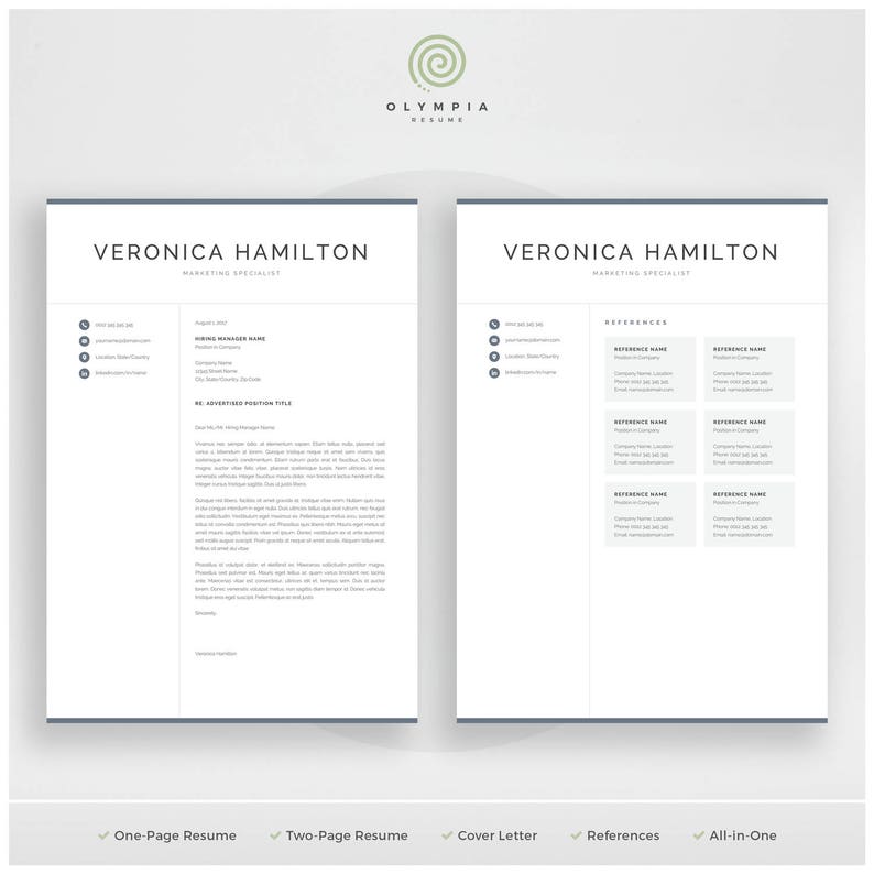 Professional Resume Template | 1 and 2 Page Resume | Modern CV Template ...