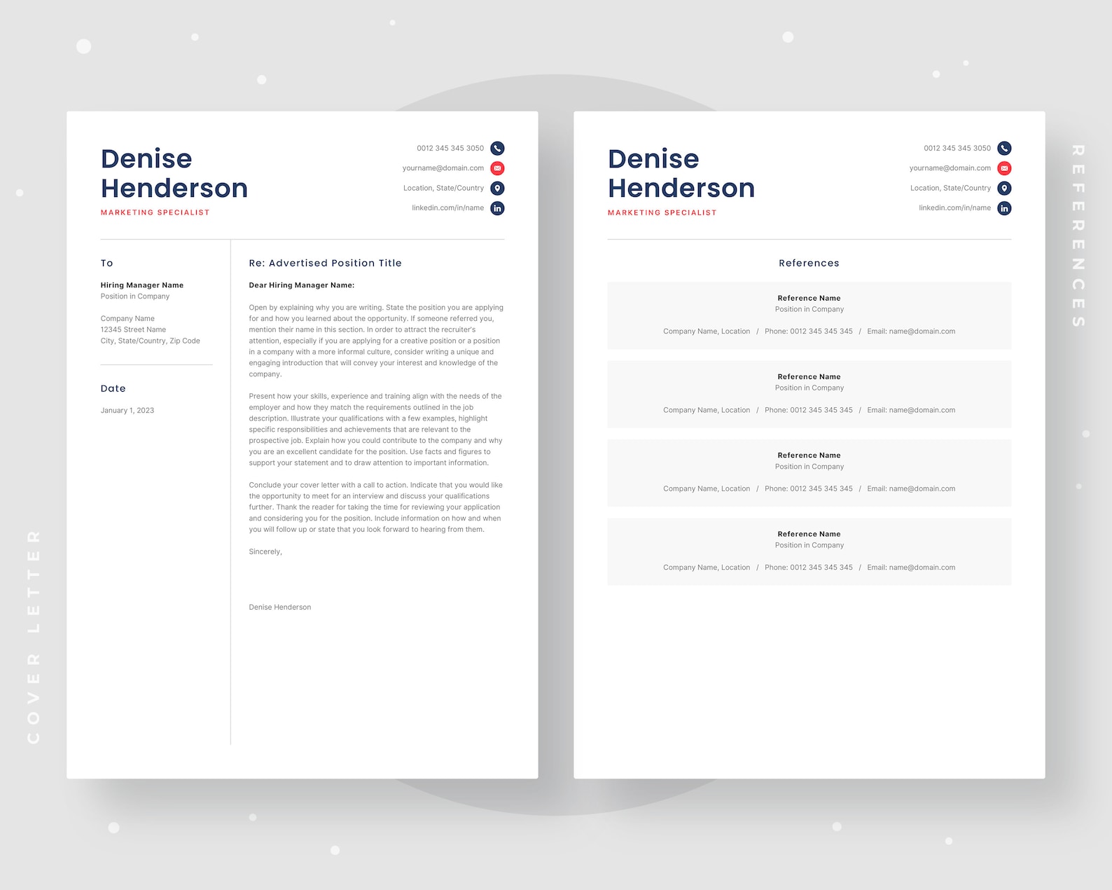Professional Resume Template for Word & Pages. Minimalist CV Design. 1 ...