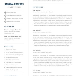 Professional 1 Page Resume Template Modern One Page CV | Etsy