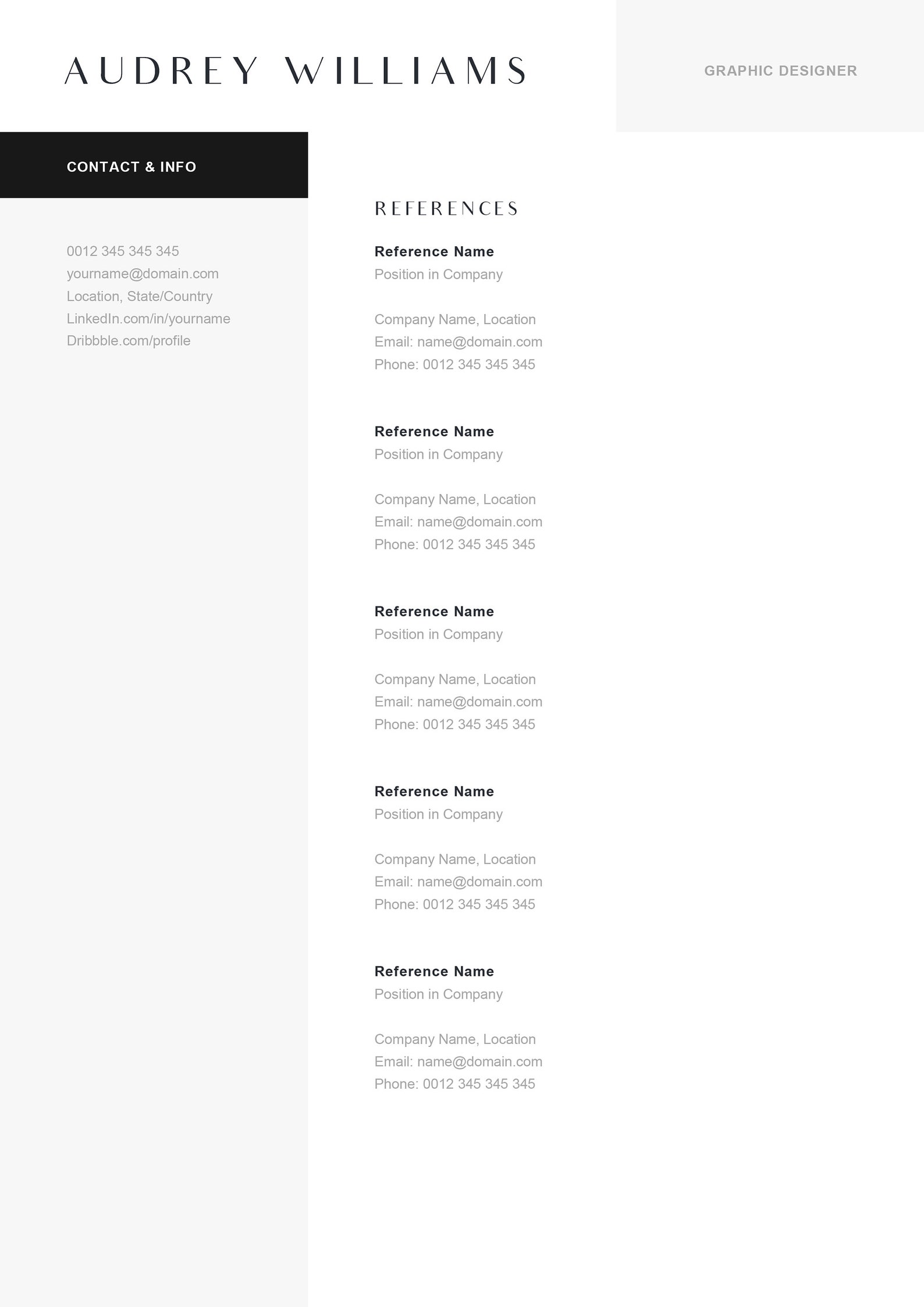 Elegant Resume Template for Word, Minimalist CV Design, Creative 1 & 2 ...