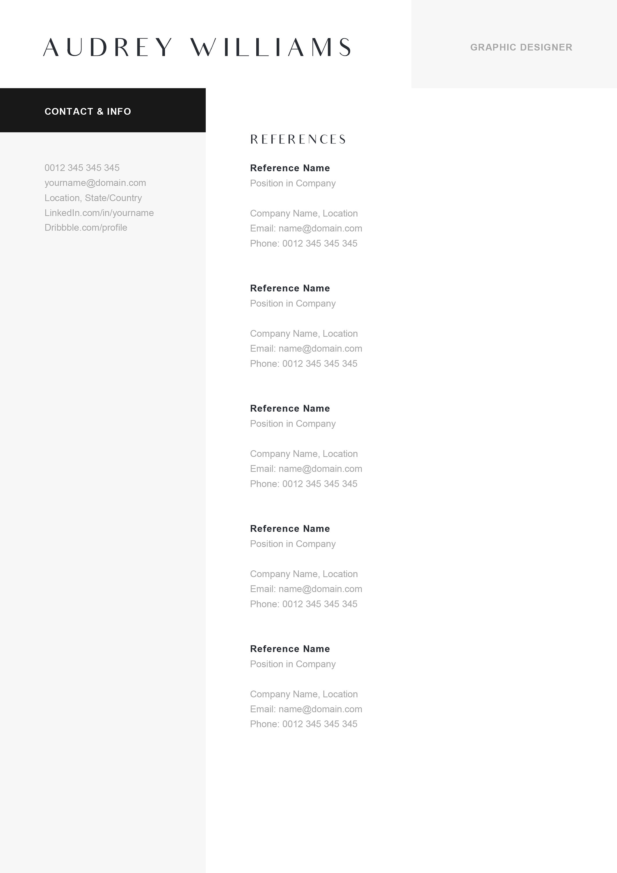 Elegant Resume Template for Word, Minimalist CV Design, Creative 1 & 2 ...