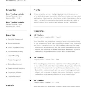 Professional Resume Template for Word & Pages Minimalist CV Design 1, 2 ...