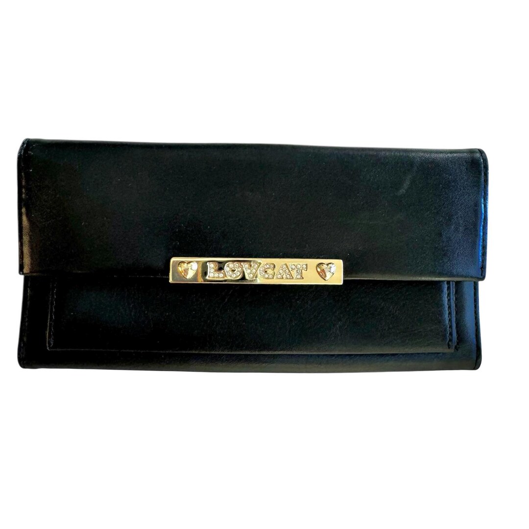 Lovcat Black | Gold Leather Wallet Heart Detail - Etsy
