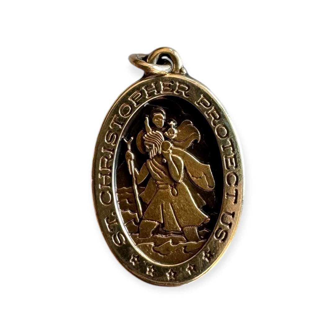 Vintage St. Christopher Protect Us 12 KGF Gold Perdant - Etsy