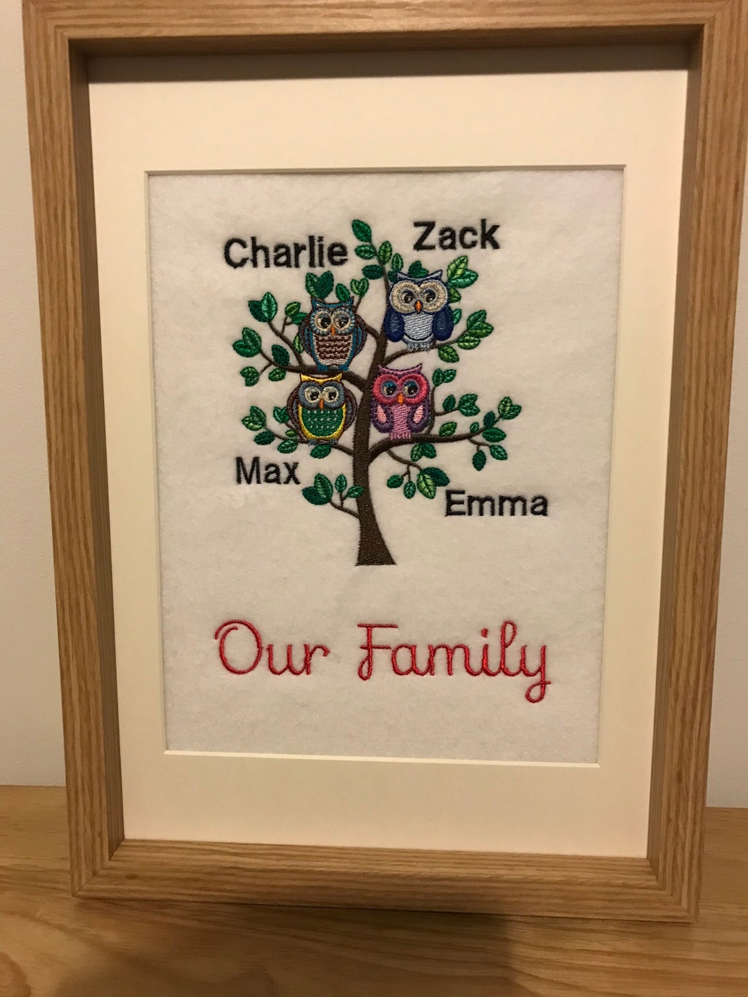 Owl Family Tree Mothers Day Birthday Anniversary Personalised ...