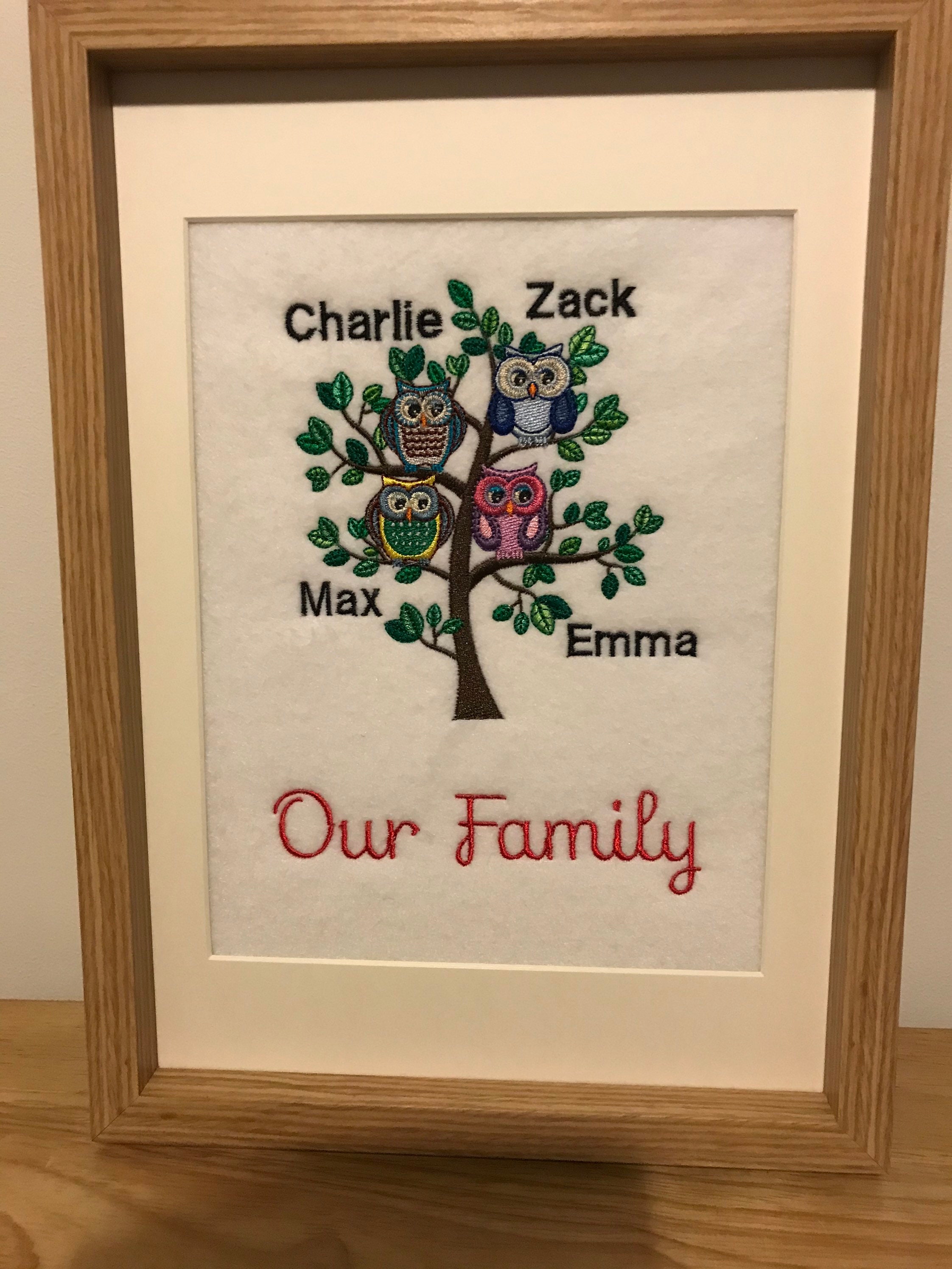 Owl Family Tree Mothers Day Birthday Anniversary Personalised ...