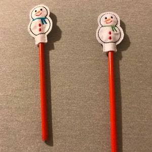 Pencil Topper - Snowman - Pencil Cover - Festive Topper - Etsy