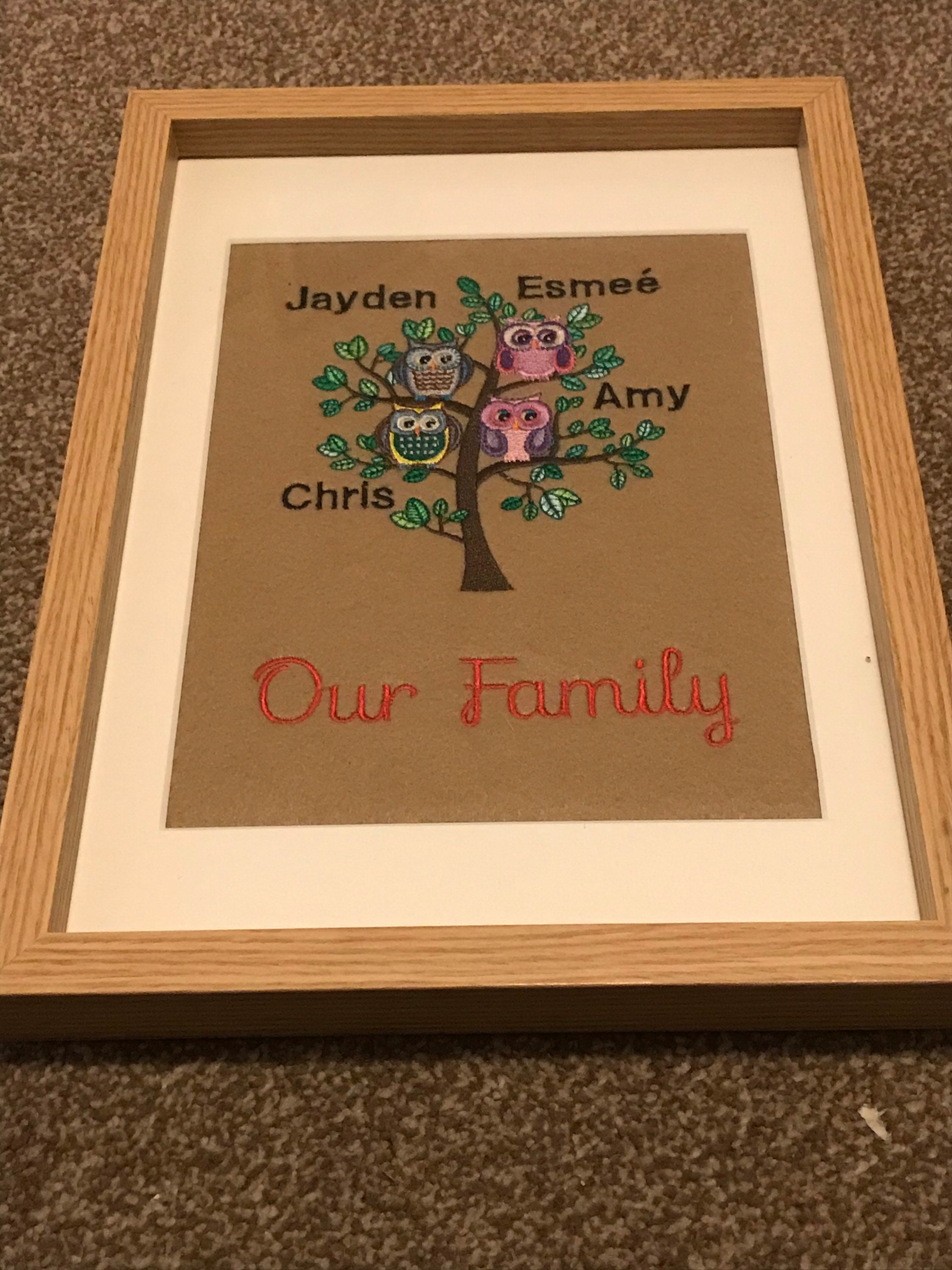 Owl Family Tree Mothers Day Birthday Anniversary Personalised ...