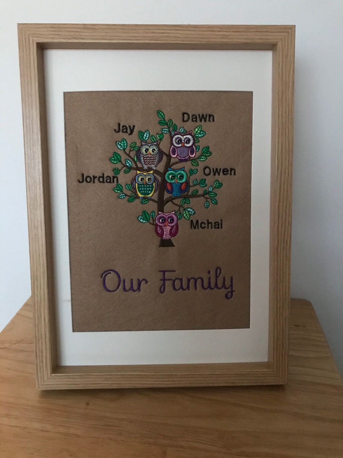 Owl Family Tree Mothers Day Birthday Anniversary Personalised ...