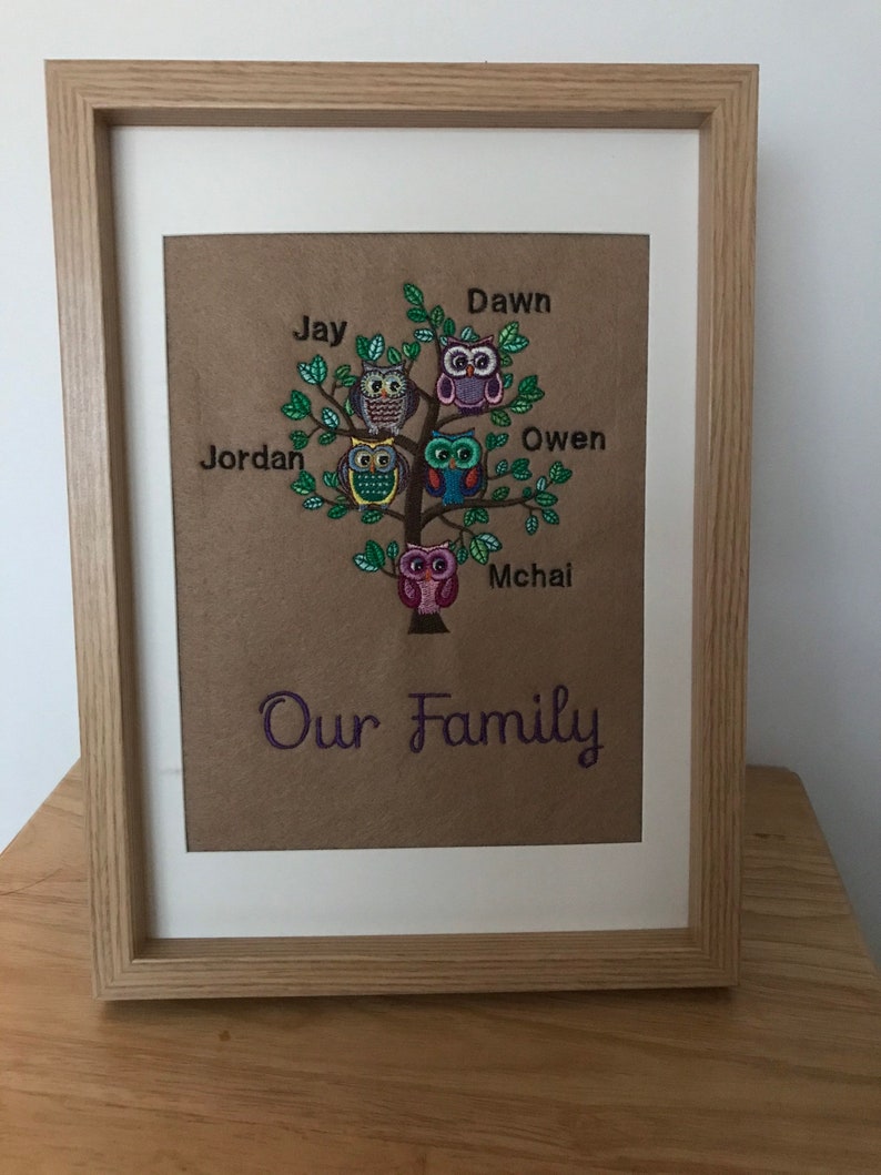 Owl Family Tree Mothers Day Birthday Anniversary Personalised ...