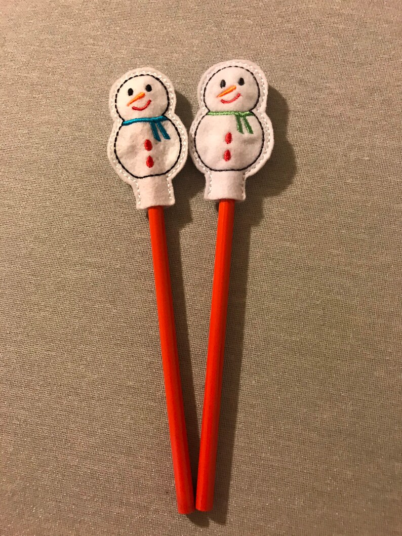 Pencil topper snowman pencil cover festive topper | Etsy