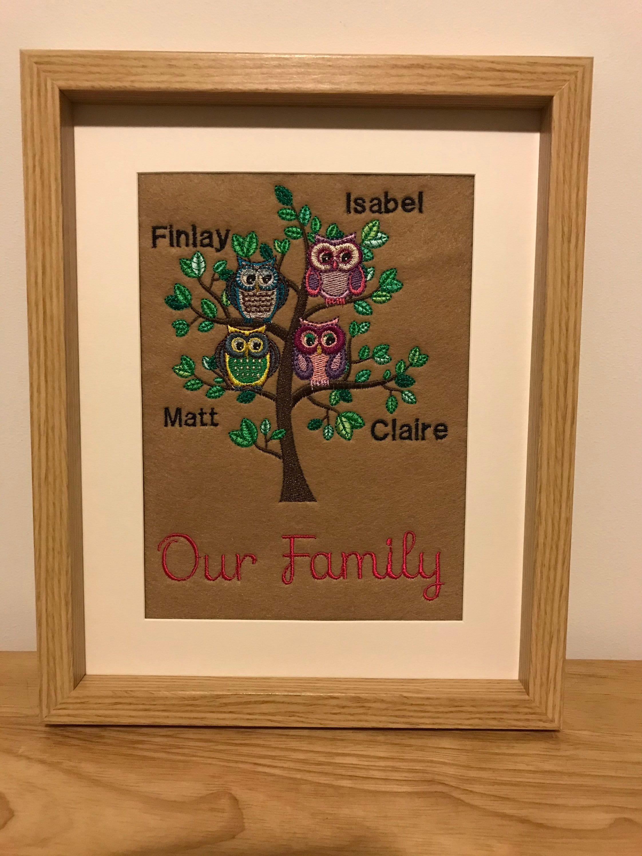 Owl Family Tree Mothers Day Birthday Anniversary Personalised ...