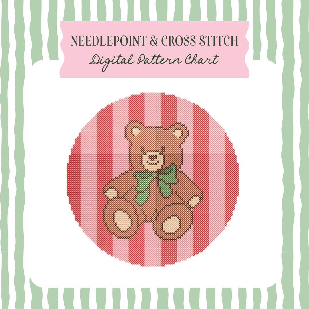 Teddy Bear Christmas Ornament: Cross Stitch Needlepoint Pattern ...