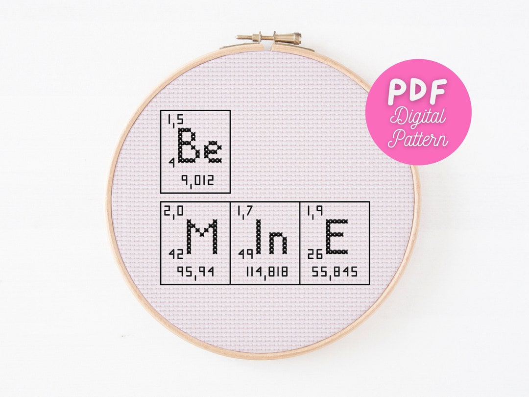Be Mine Chemistry Cross Stitch Pattern: Beginner Valentine's Day ...