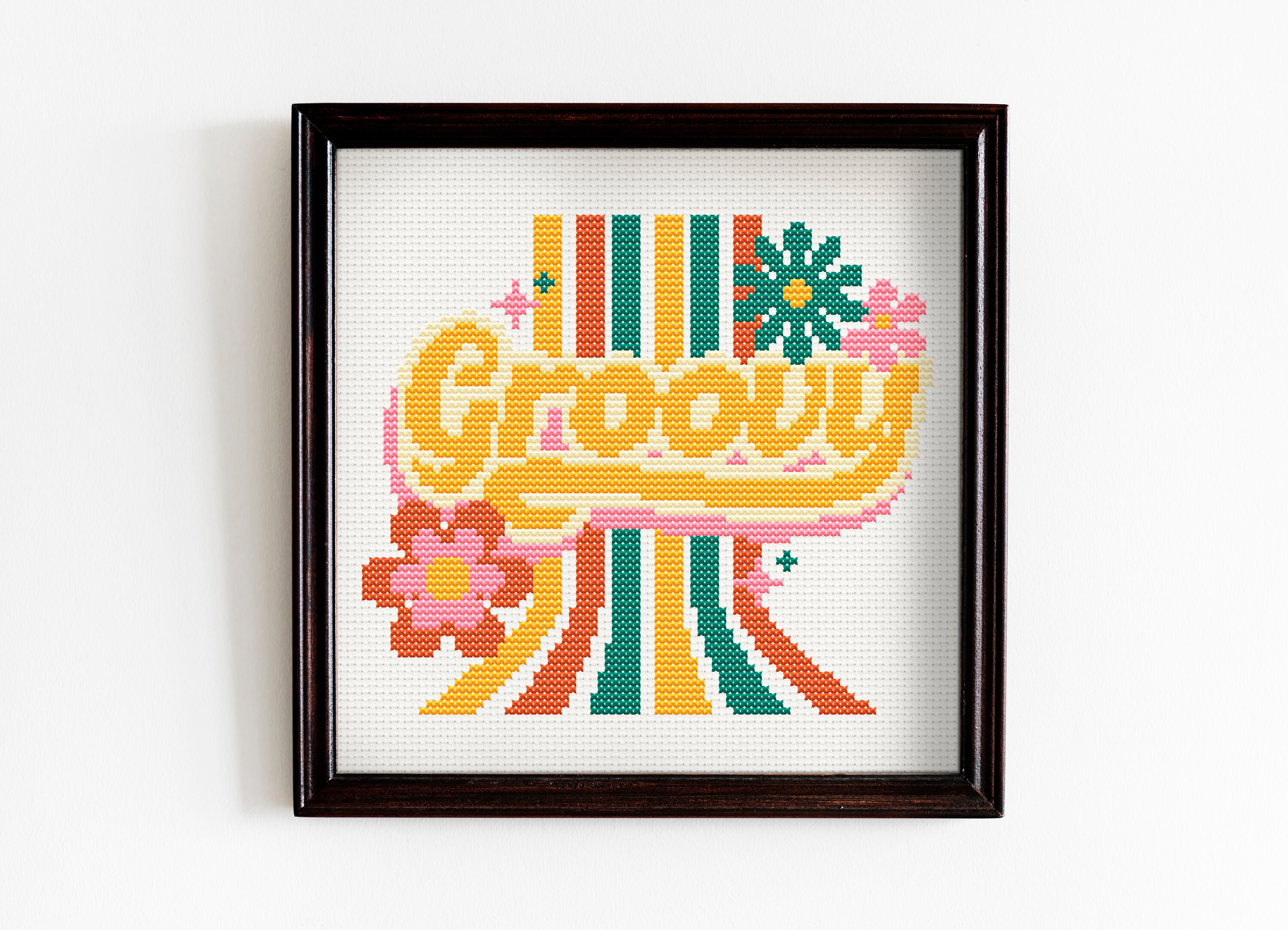 Groovy Cross Stitch Pattern Vintage Cross Stitch Pattern Retro Cross ...