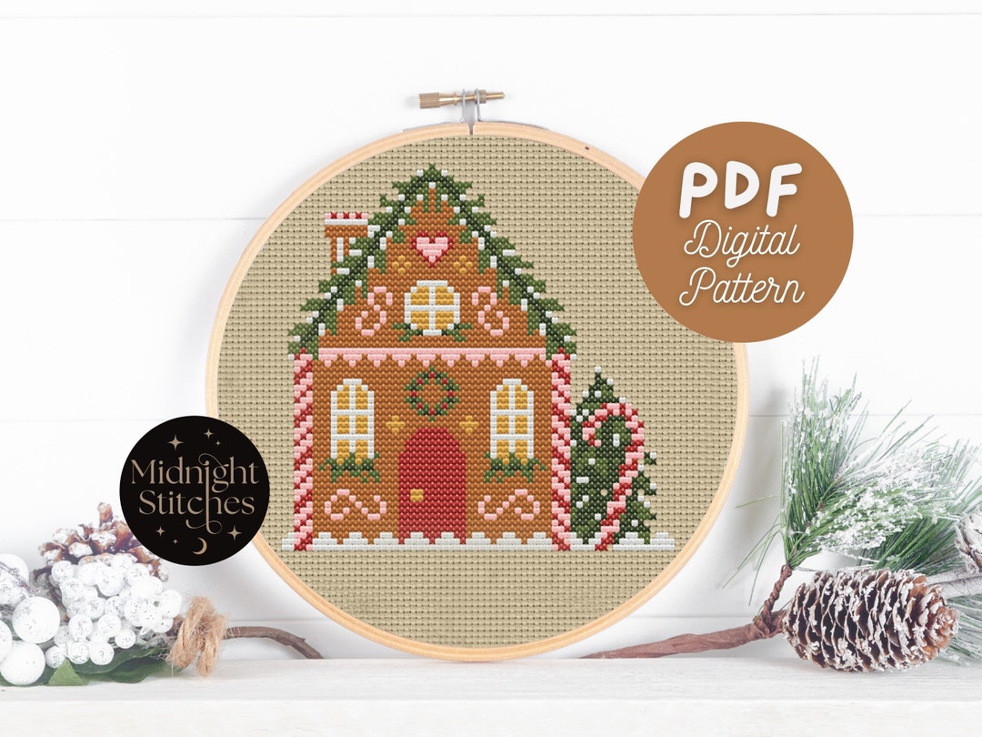 Gingerbread House Cross Stitch Pattern: Easy Christmas Design (PDF ...