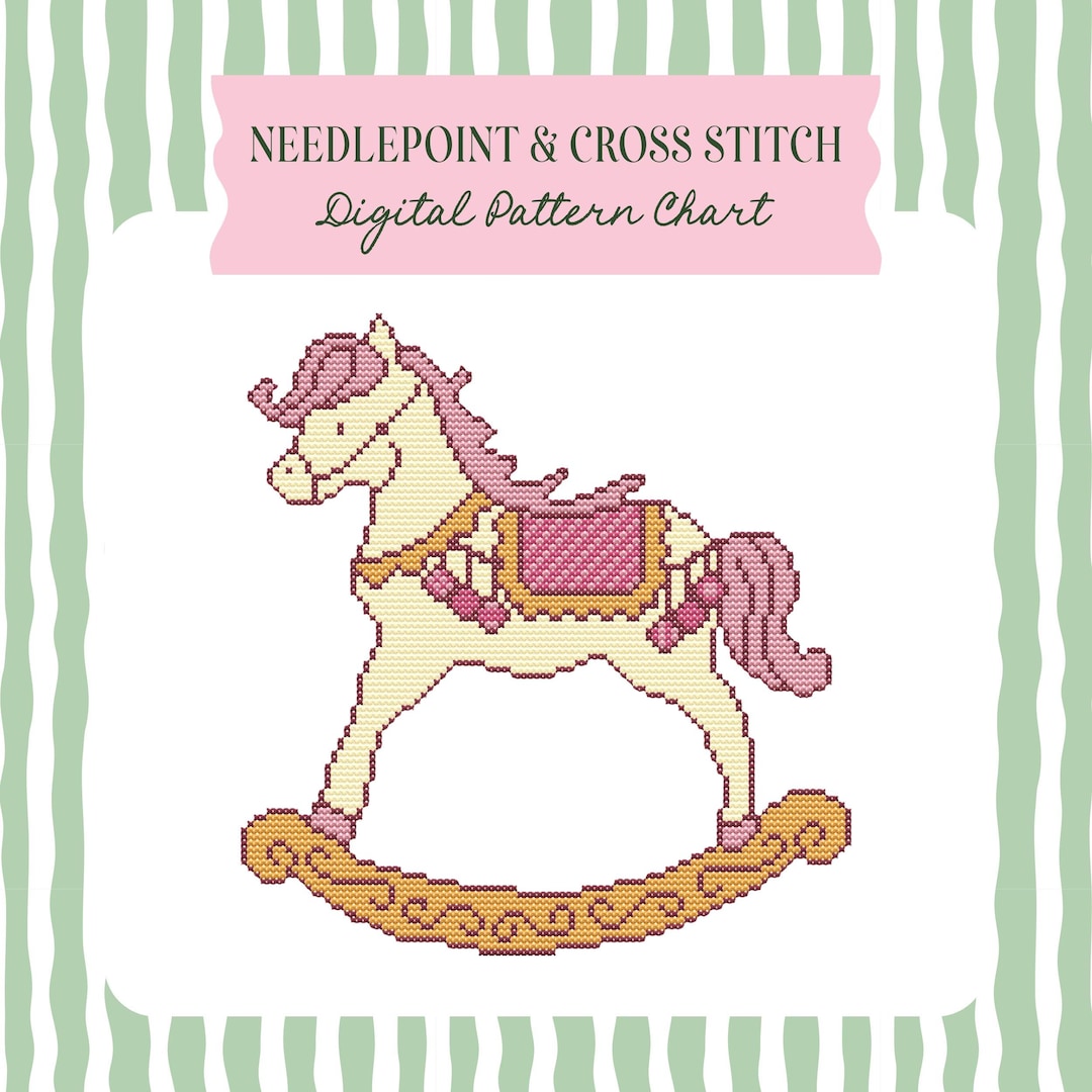Rocking Horse Cross Stitch Pattern Needlepoint Chart (digital Download ...