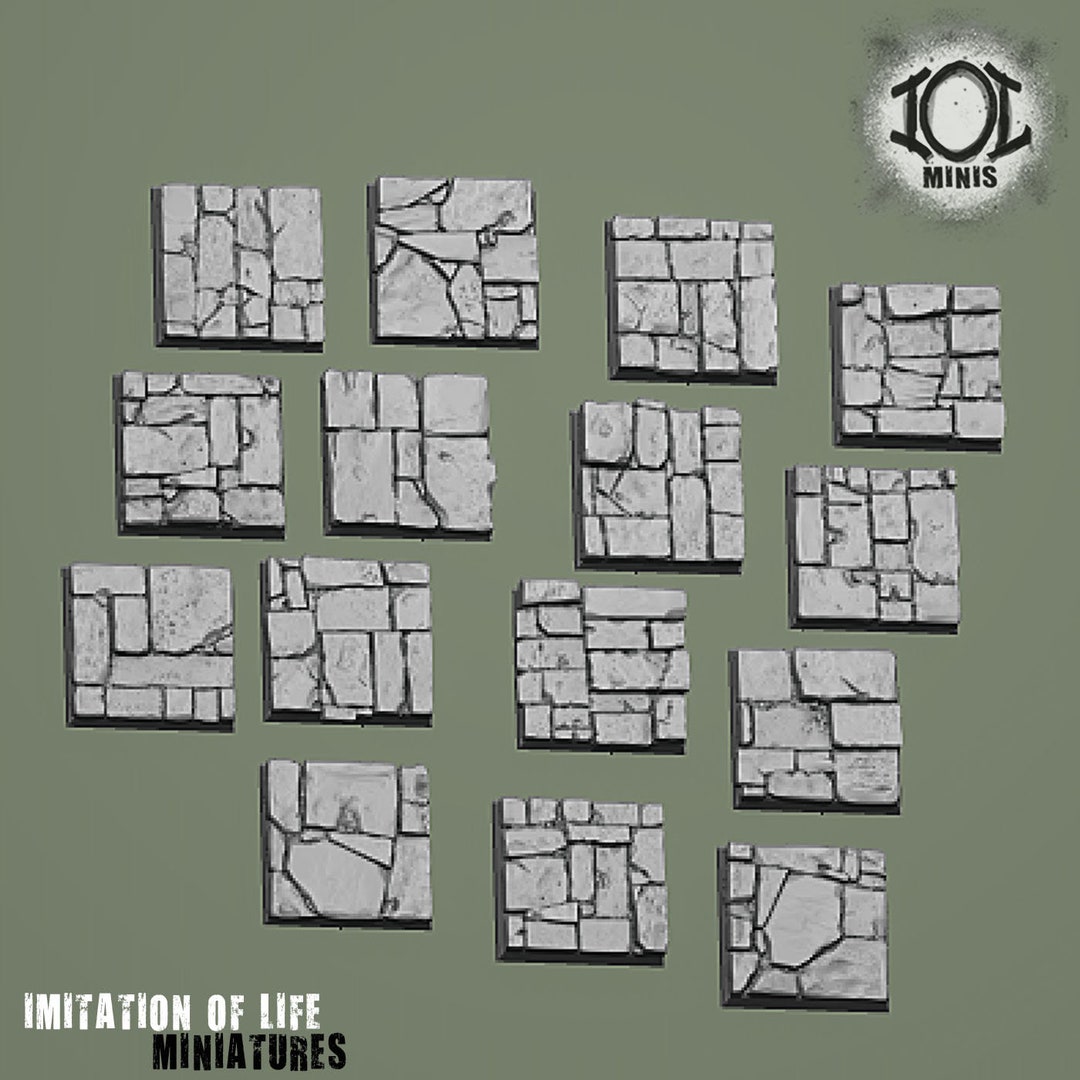 25x25mm Square Flagstone Bases 3D Printed Scenic Resin Bases for ...