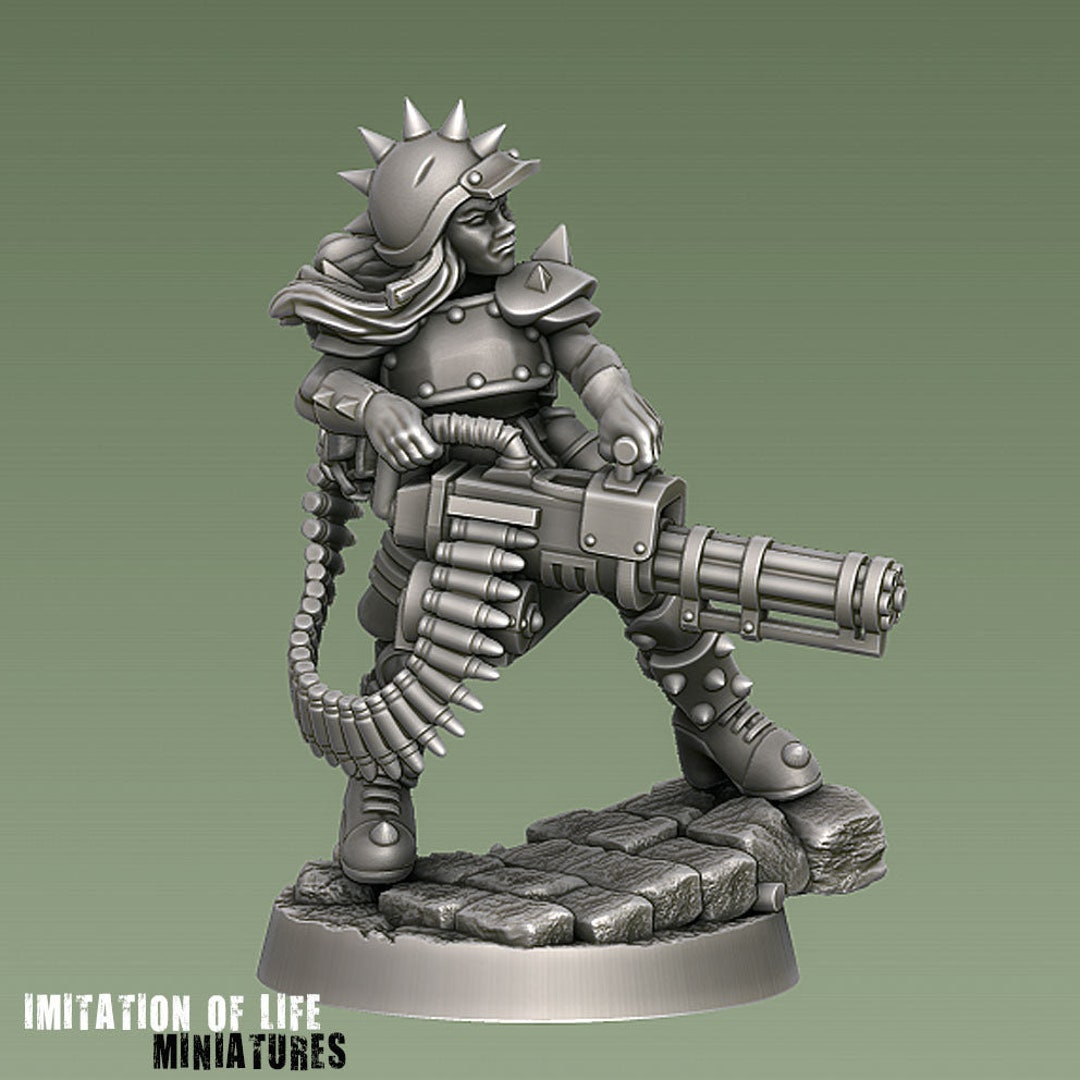 Ava, Raider With Minigun Post Apocalyptic Resin Miniature - Etsy