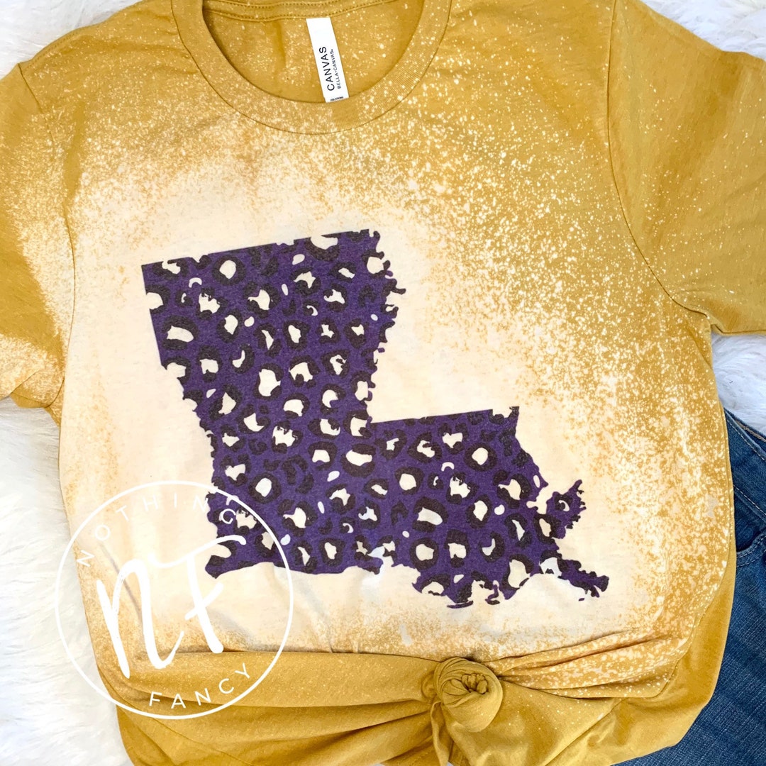 Bleached Purple & Gold Leopard Print T-shirt Destressed - Etsy