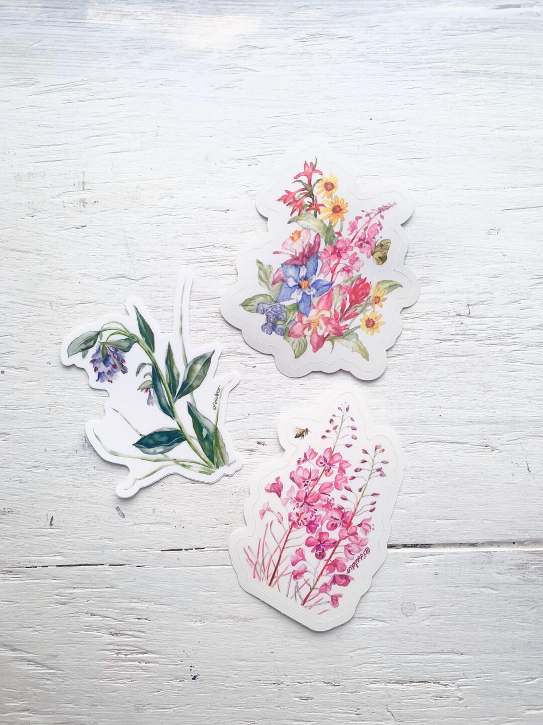 Wildflower Vinyl Sticker Set: Fireweed, Bluebell, Bouquet - Etsy