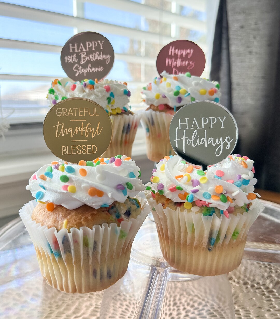 Personalized Cupcake Toppers With Picks | Round Cupcake Toppers ...