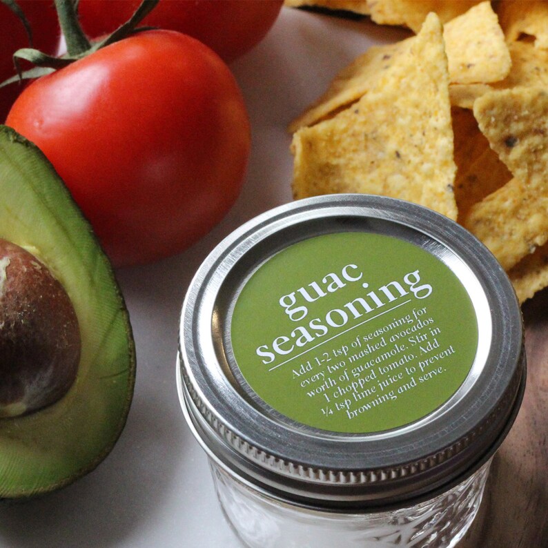 2" Round Printable Guacamole Seasoning Spice Labels for Mason Jars ...