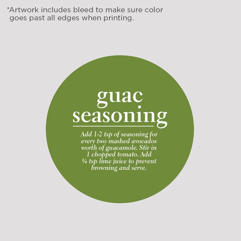 2" Round Printable Guacamole Seasoning Spice Labels for Mason Jars ...
