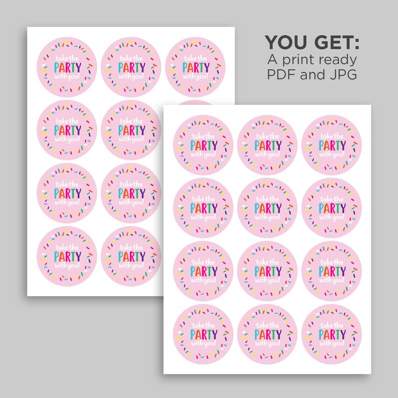 2" Round Printable Sprinkle/confetti Favor Labels for Mason Jar for ...