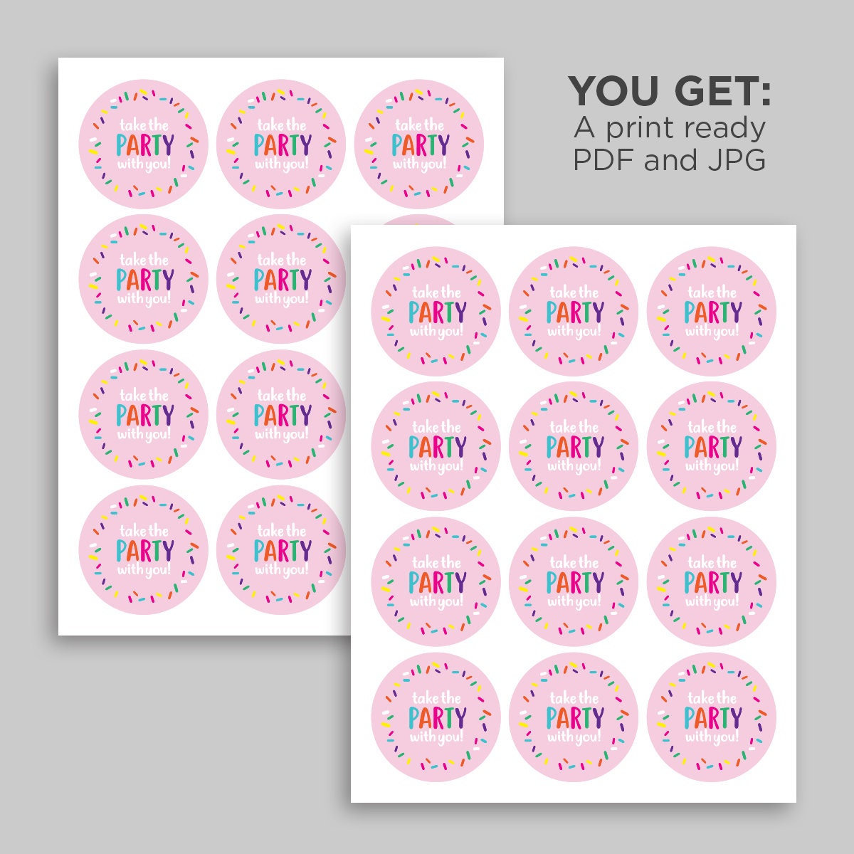 2" Round Printable Sprinkle/confetti Favor Labels for Mason Jar for ...