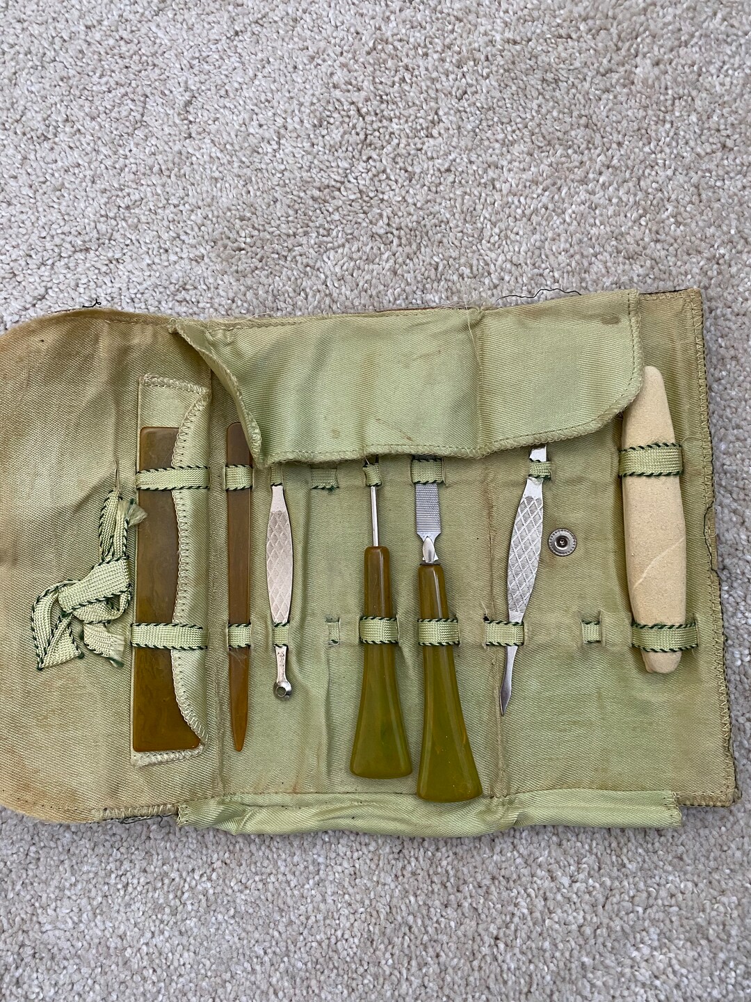 Bakelite Vintage Manicure Set - Green Bakelite Handles - Etsy