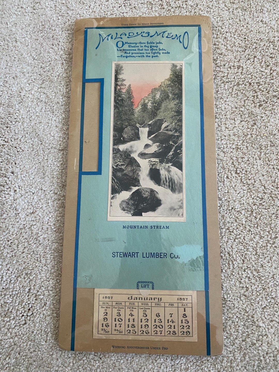 Vintage 1927 Calendar and Colored Photo - Etsy