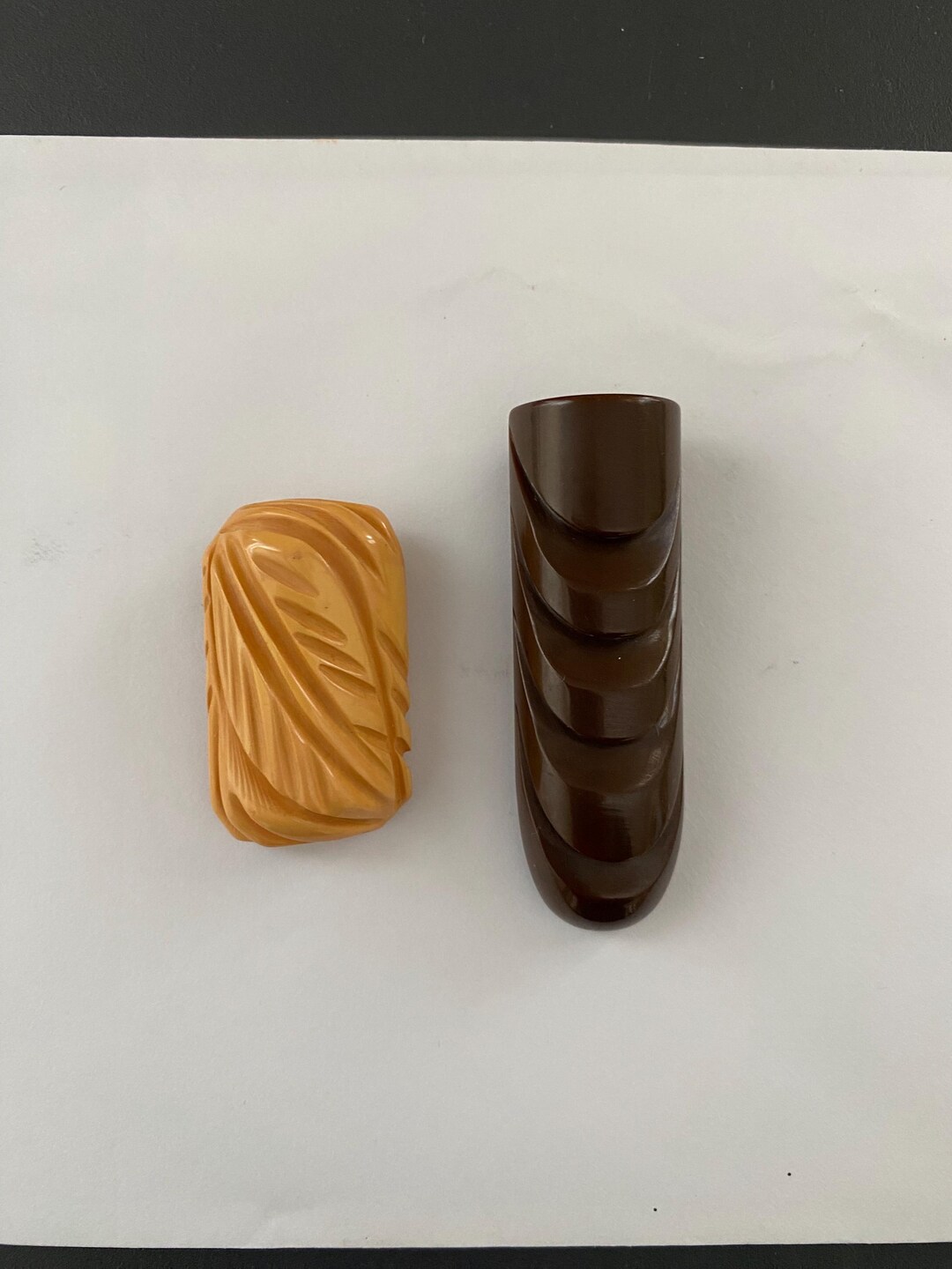 Bakelite Carved Clips. One Brown and One Carved Butterscotch - Etsy