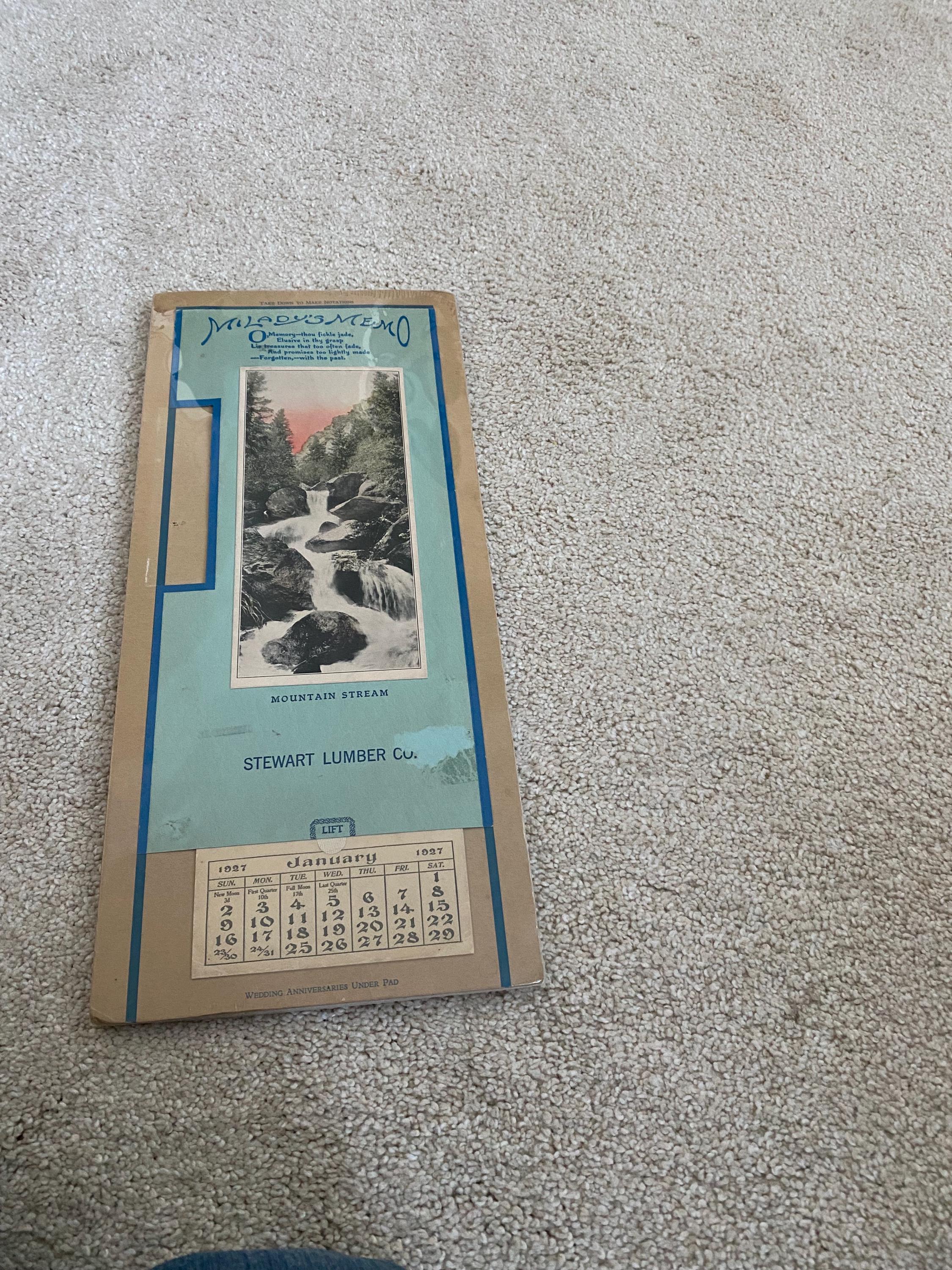 Vintage 1927 Calendar and Colored Photo - Etsy