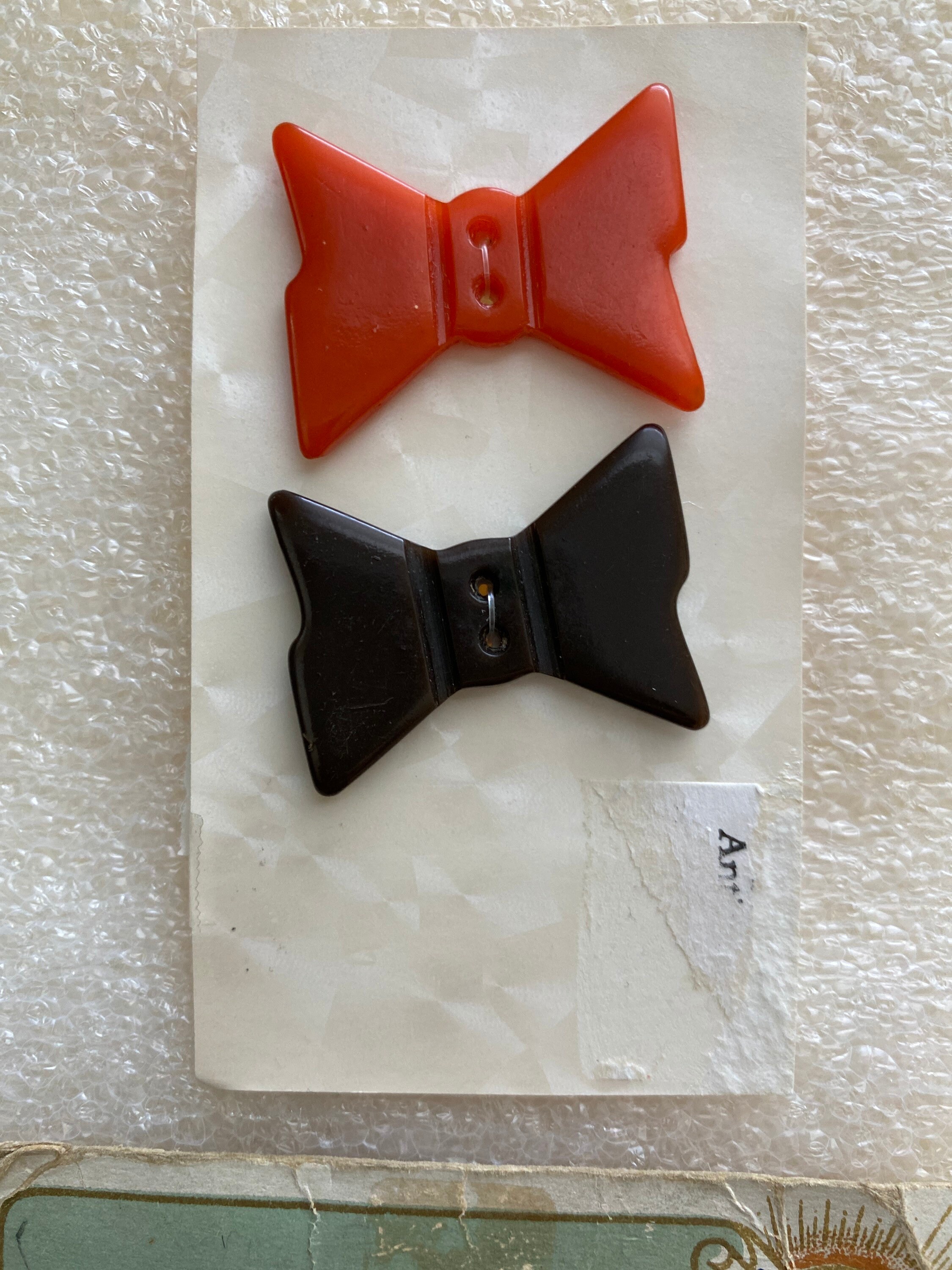 Bakelite Button Bows Orange and Black - Etsy
