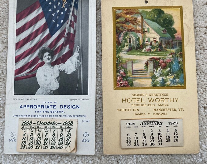 Two Vintage Colored Calendars 1908 and 1929 - Etsy