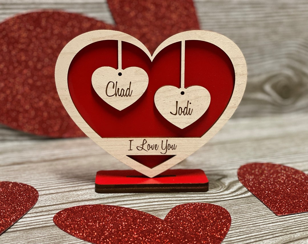 Laser Cut and Engraved Wooden Valentine/anniversary Gift Personalized ...