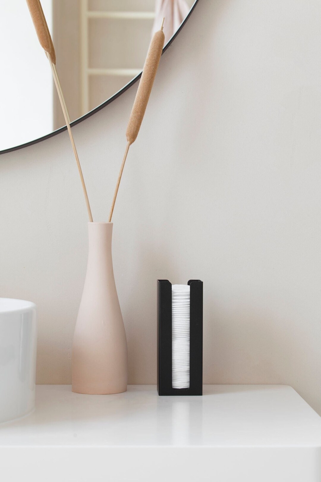 Black Elegant & Ergonomic Cotton Pads Container TUBI, Modern Minimalist ...