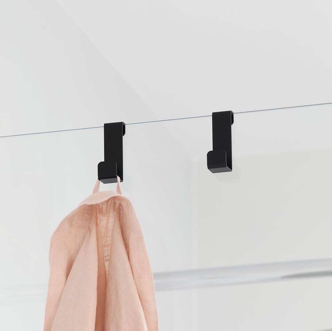 Black Shower Glass Hook GLOSS, Black Hangers Modern - Etsy